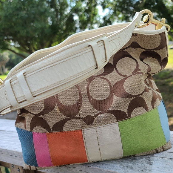 Coach | Bags | Coach Stripe Legacy Multi Colored Purse 858 | Poshmark